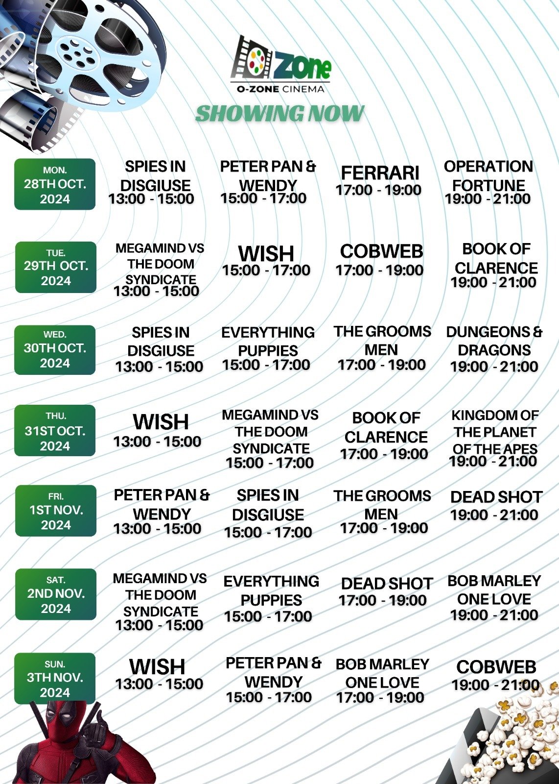 SCHEDULE – OZONE CINEMA